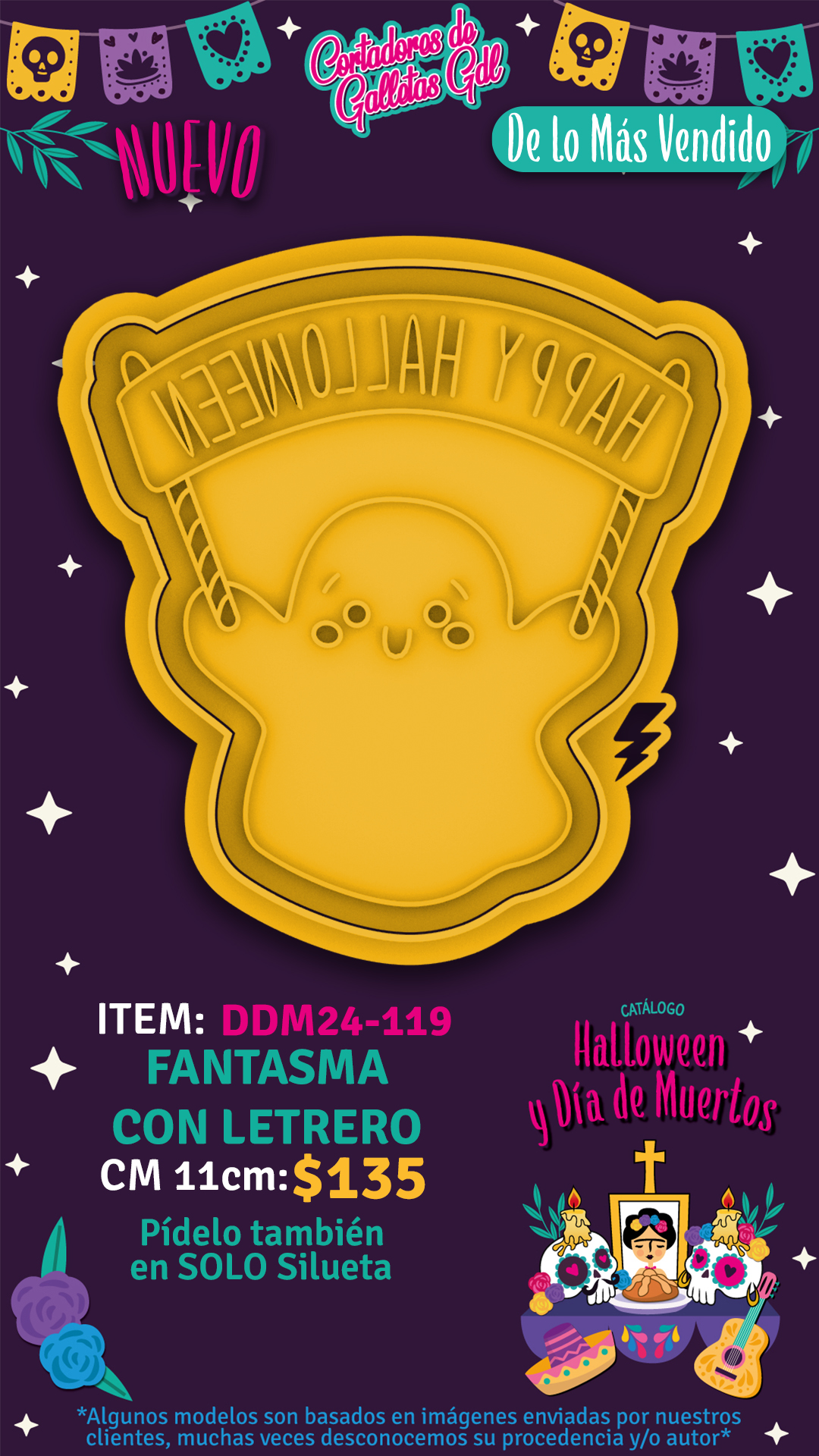 Fantasmita Con Letrero - Cortadores de galletas GDL